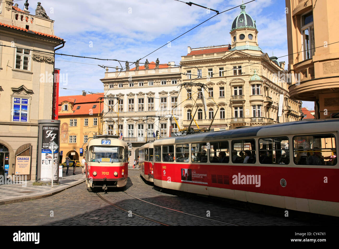 Modern city public transport tram in Prague Stock Photo - Alamy