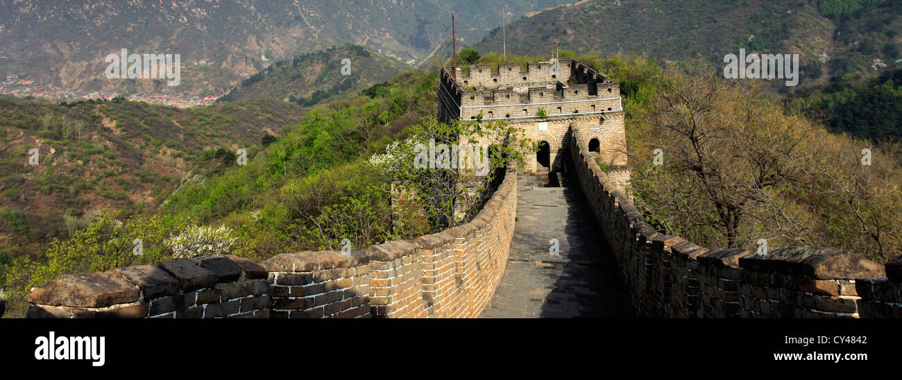panoramic image of The Great Wall of China near Mutianyu village ...