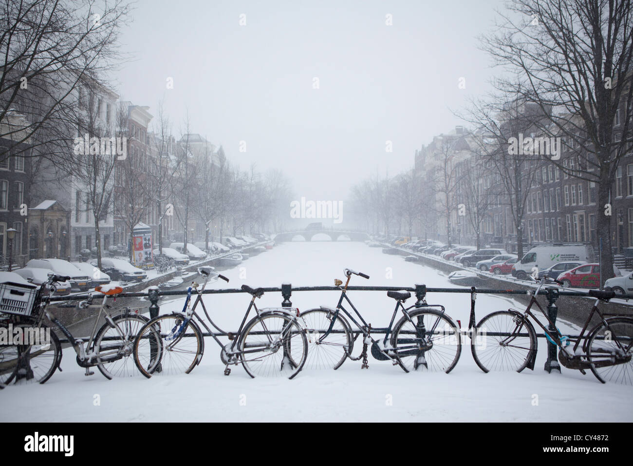 First snow in Amsterdam in the winter of 2012 Stock Photo - Alamy