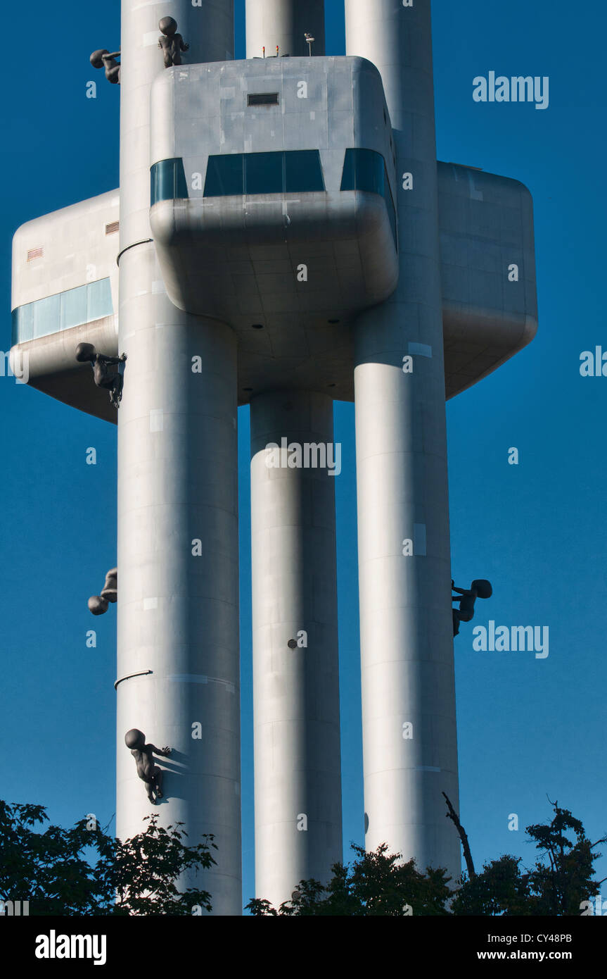 crawling baby sculptures on Zizkov Tower in Prague, Czech Republic ...