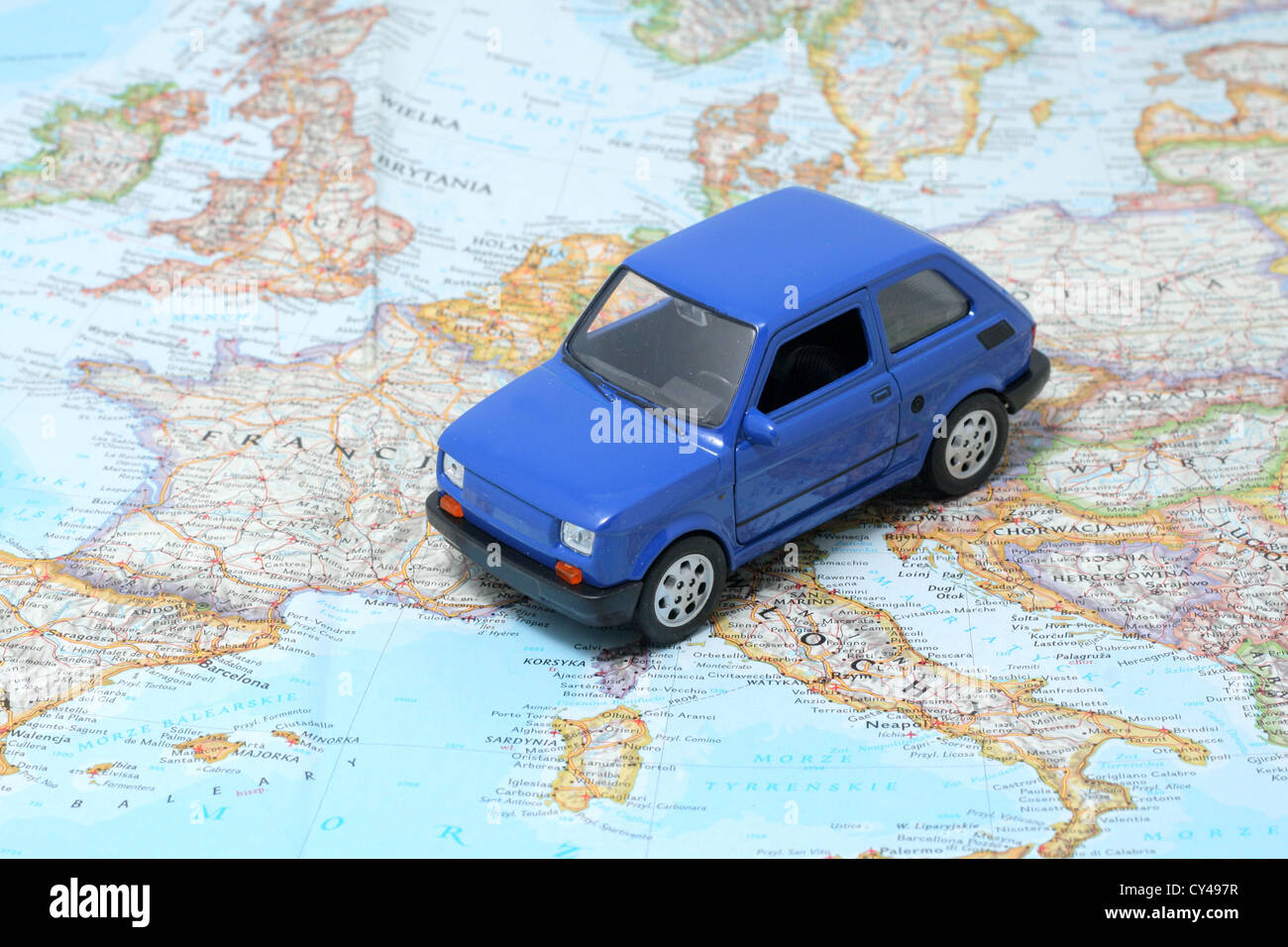Tiny blue car Stock Photo - Alamy