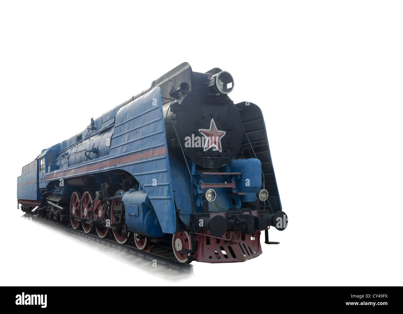 Blue and white locomotive Cut Out Stock Images & Pictures - Alamy