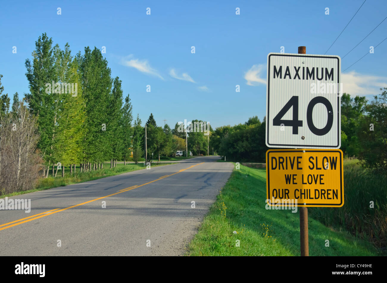 School Zone Driving speed limit Stock Photo - Alamy