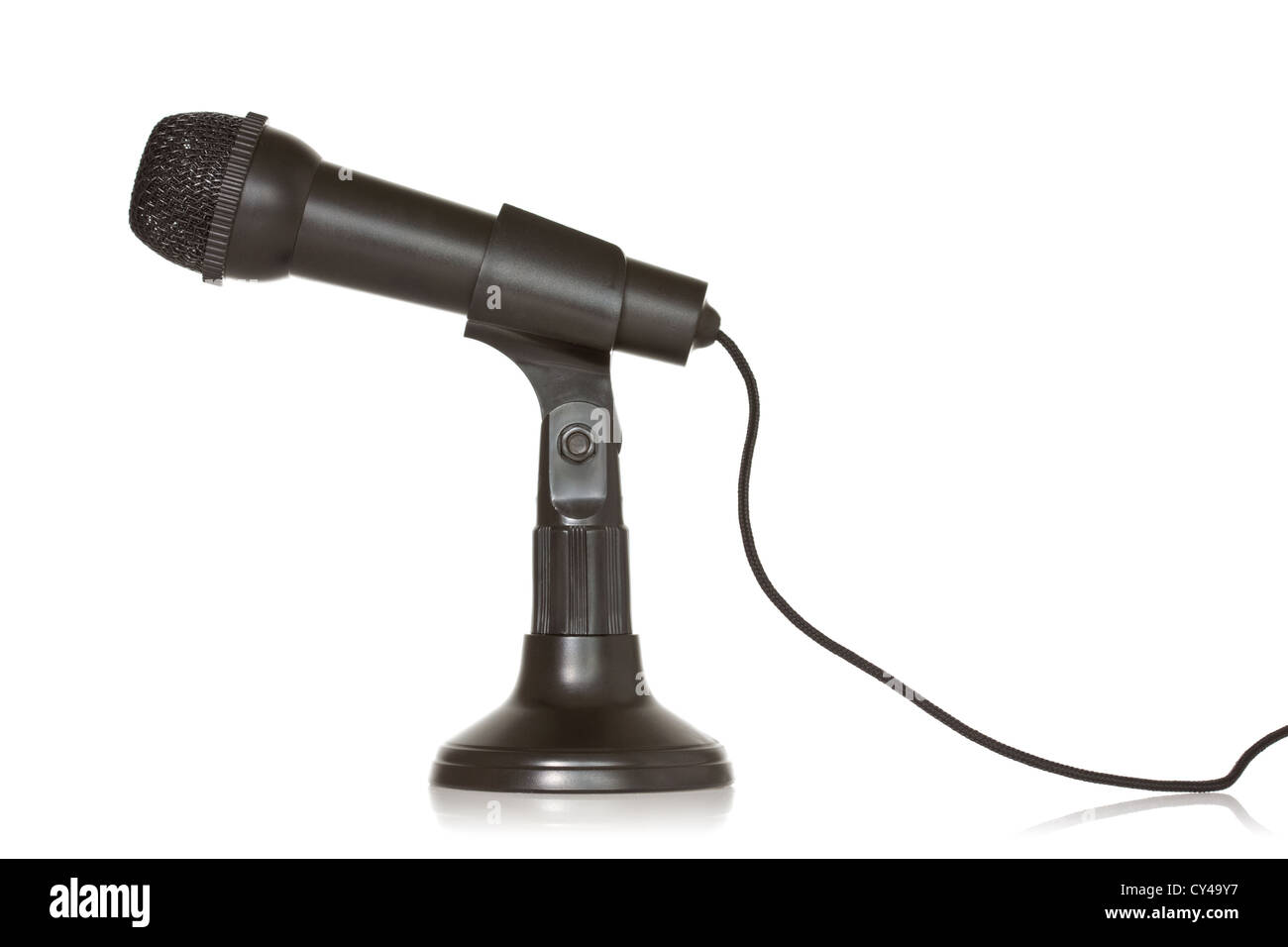 Black dynamic microphone on a white background Stock Photo - Alamy
