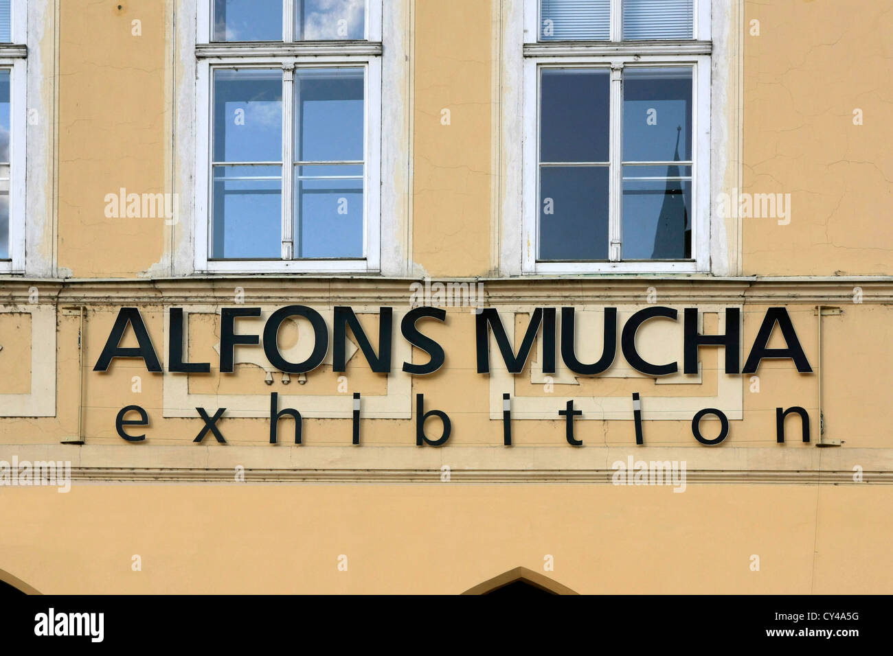 Alfons Mucha Exhibition gallery in Staromestska Square Prague Stock ...