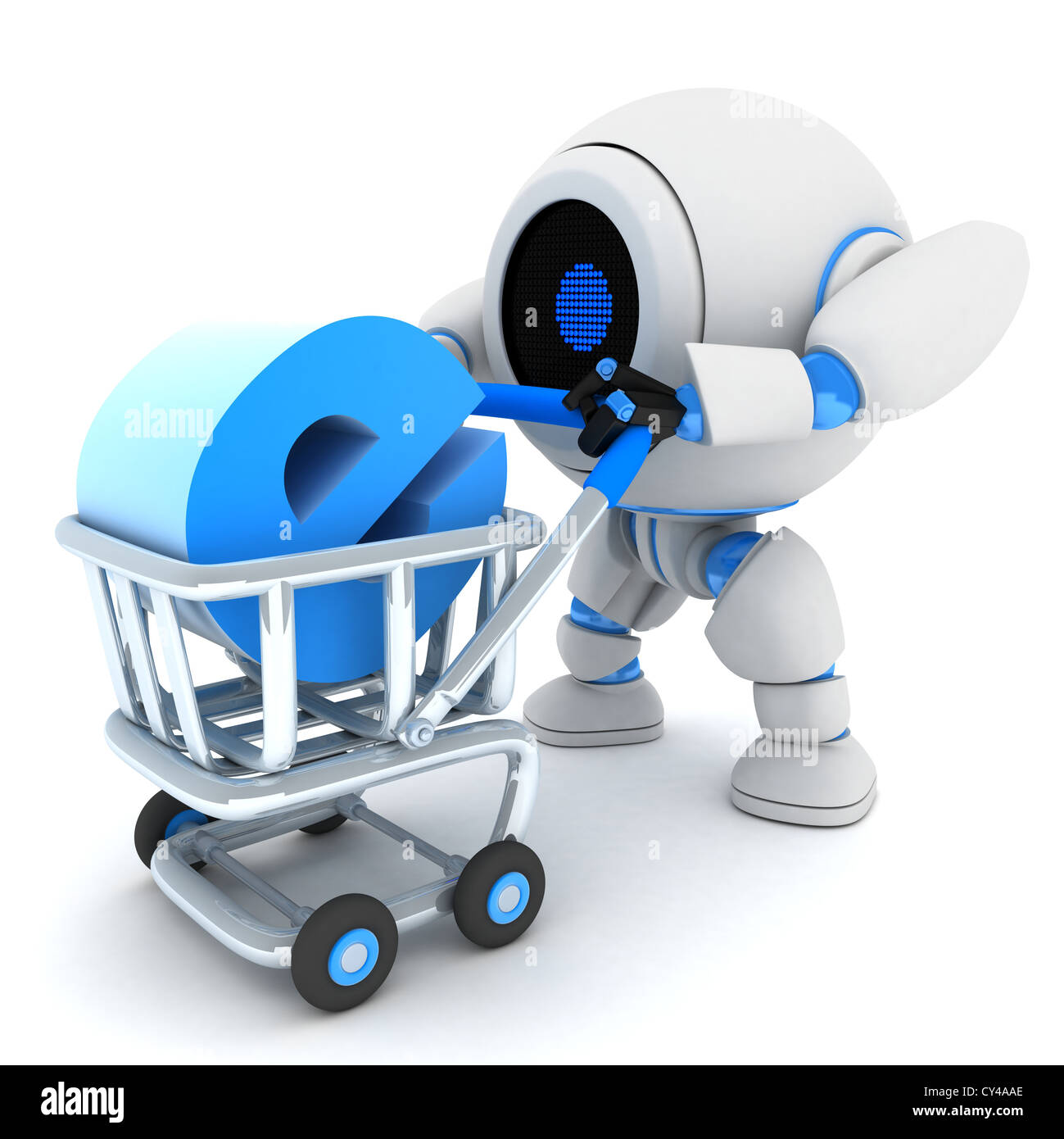 Robot and cart e-shop (done in 3d Stock Photo - Alamy
