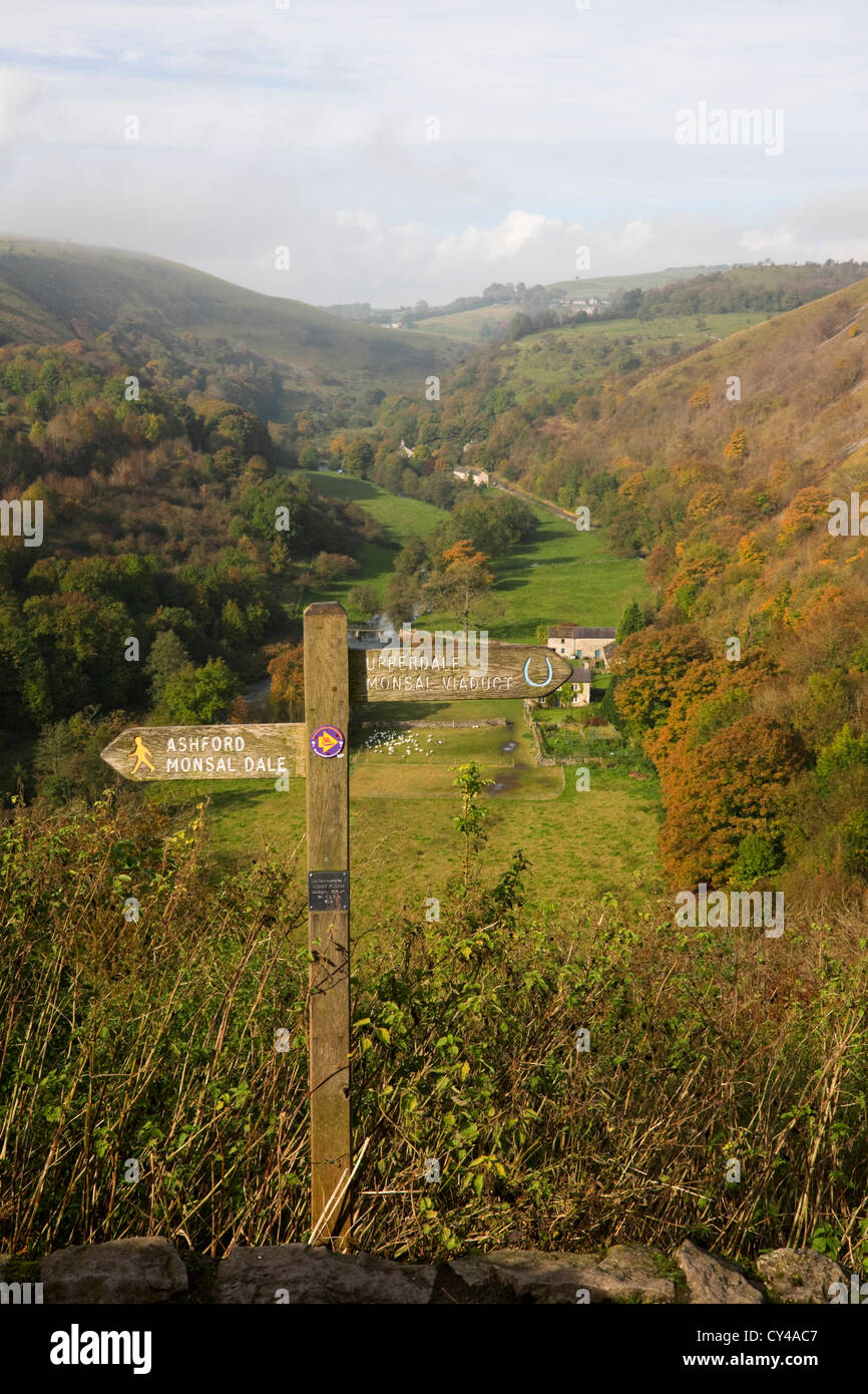 Signs looking down Monsal Dale, Derbyshire Stock Photo - Alamy