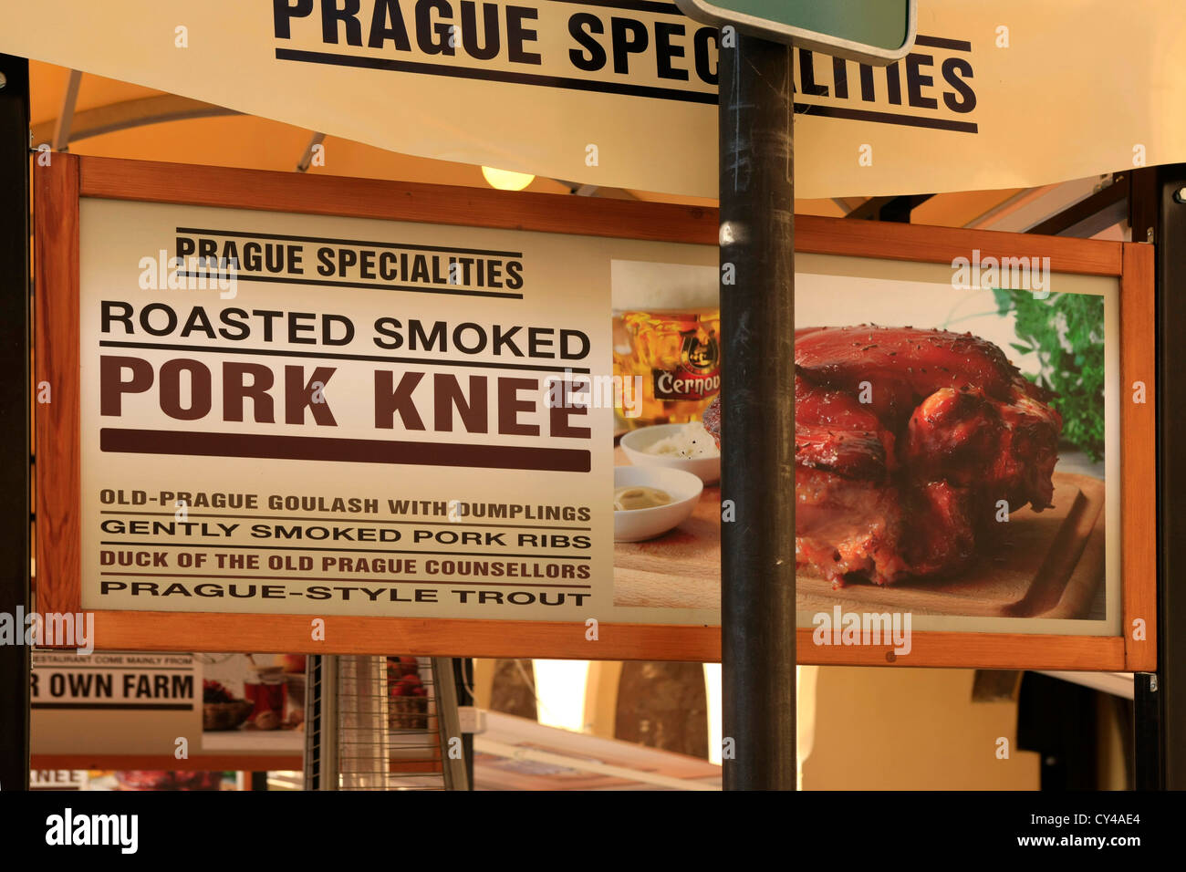 Prague specialities menu - Pork Knee Stock Photo - Alamy