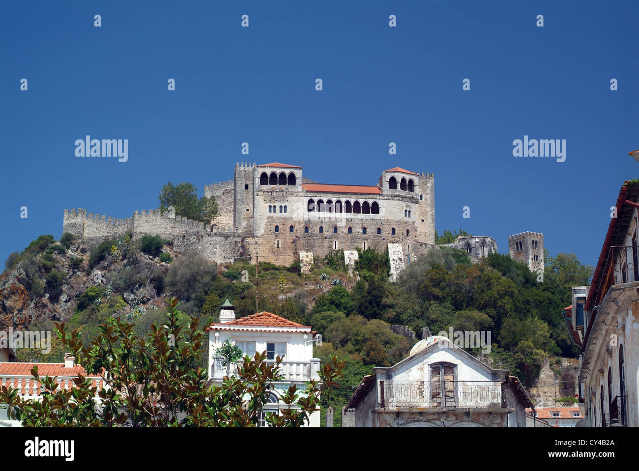 Leiria Castle and its panoramic gallery viewed from the Old Town Stock ...