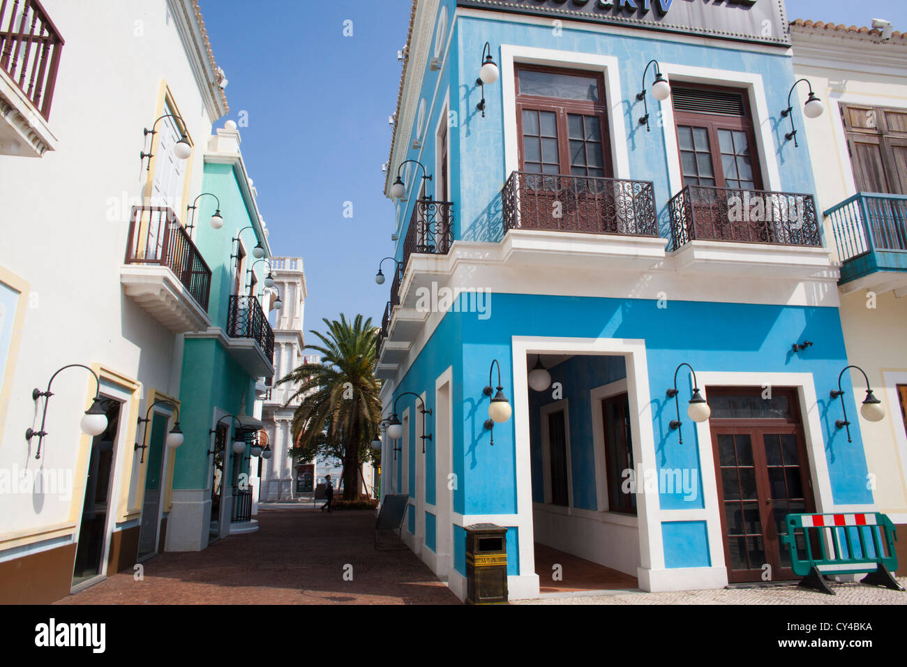 Portugese colonial style buildings in Macau, China Stock Photo - Alamy