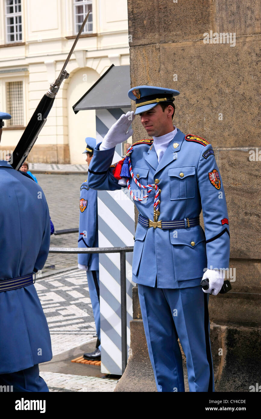 Changing Guard at the Castle. Members of the Czech Royal Guard in ...