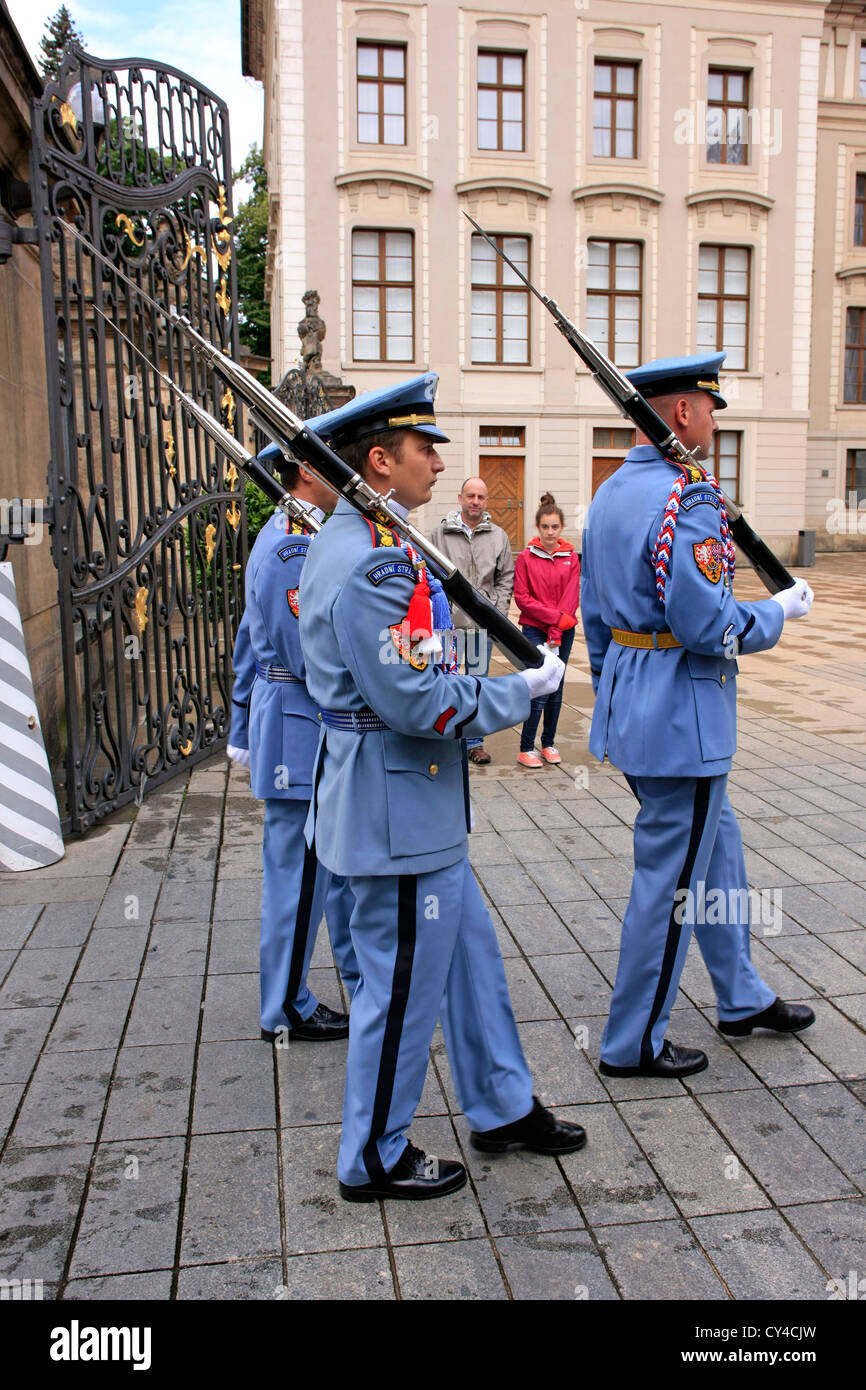 Changing Guard at the Castle. Members of the Czech Royal Guard in ...