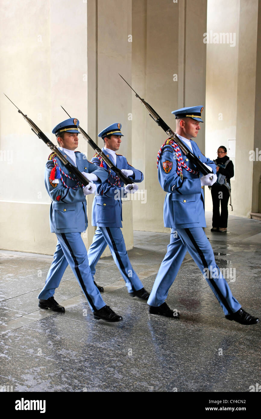 Changing Guard at the Castle. Members of the Czech Royal Guard in ...