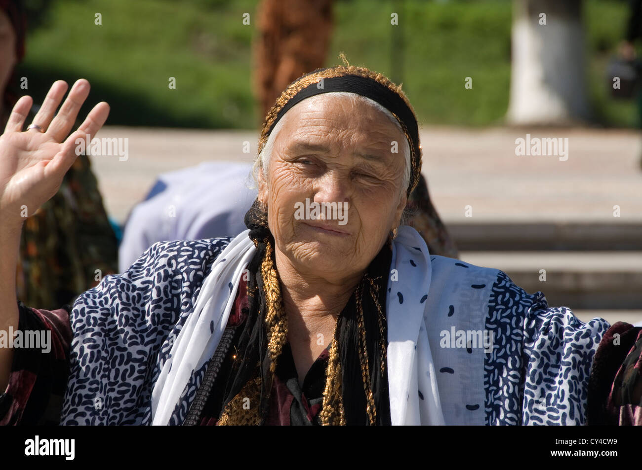 Uzbek woman having fun and dancing, Samarkand, Uzbekistan Stock Photo ...