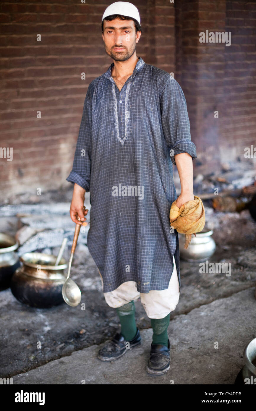 A portrait of Zahour, 26 a Waza - a traditional Kashmiri chef, at a ...