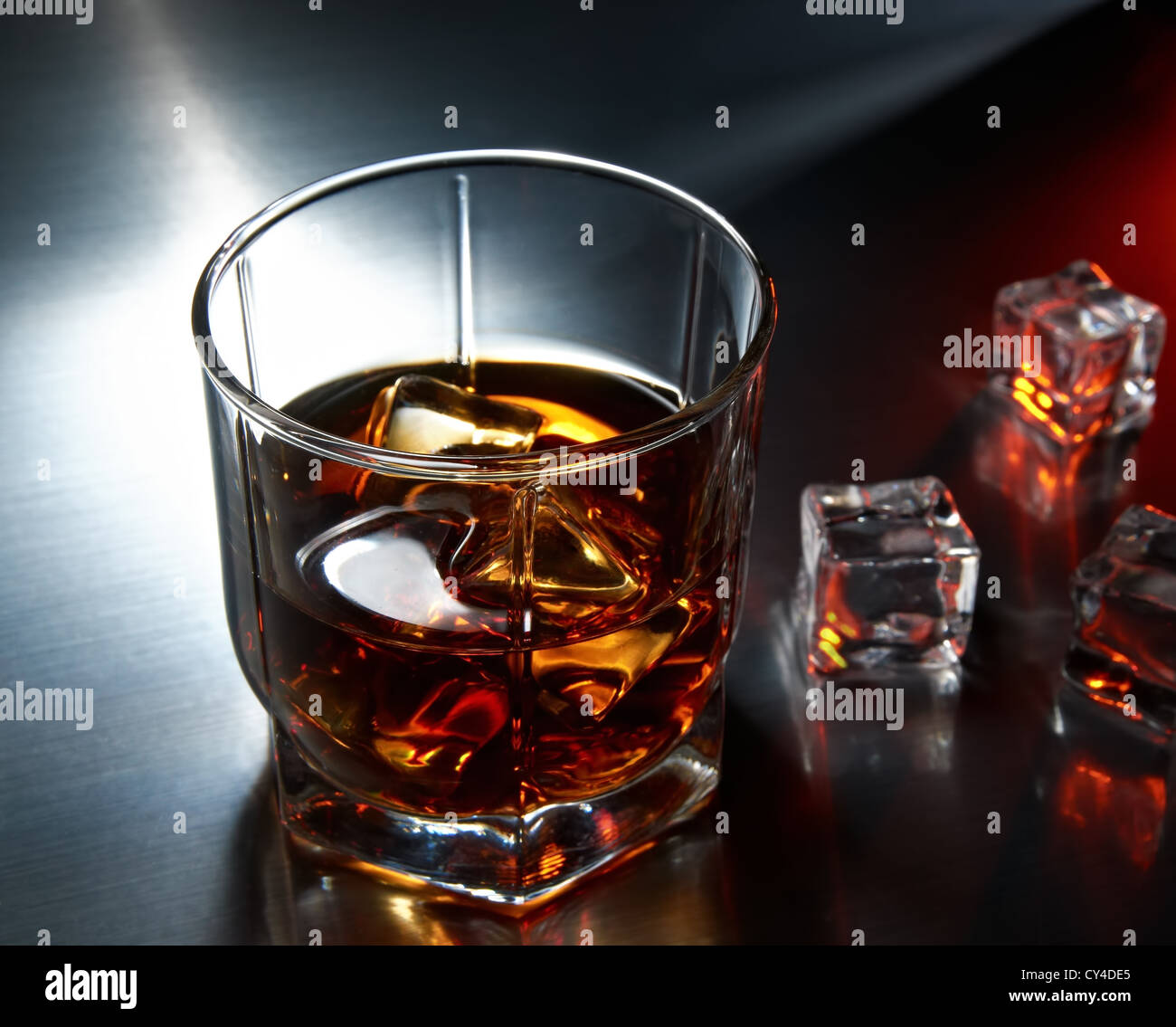 Whiskey with ice Stock Photo - Alamy