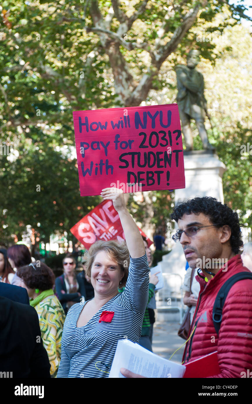 New York University students and their supporters protest against NYU ...