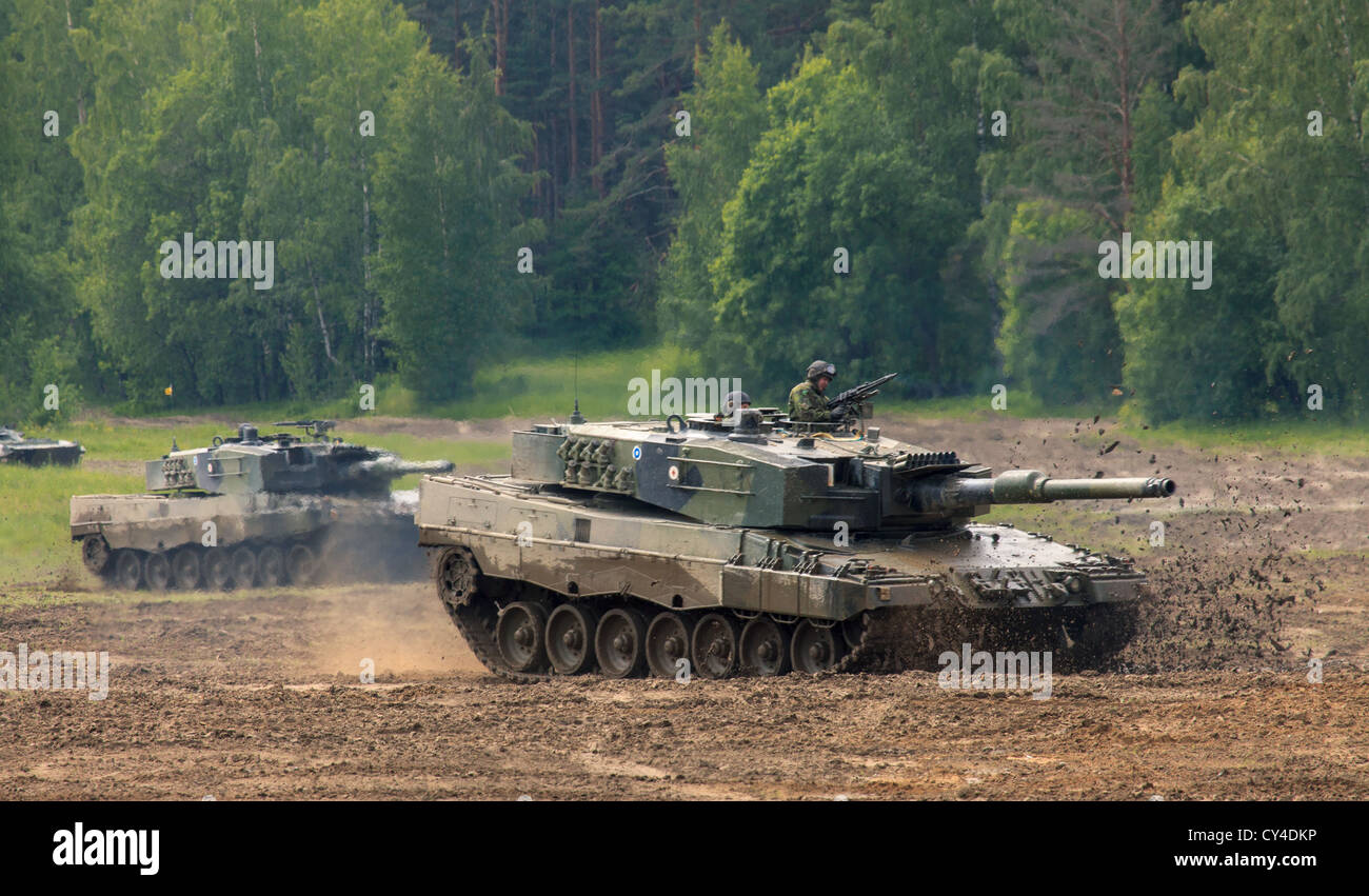 Leopard 2 A4 main battle tanks of the Finnish Army Stock Photo - Alamy