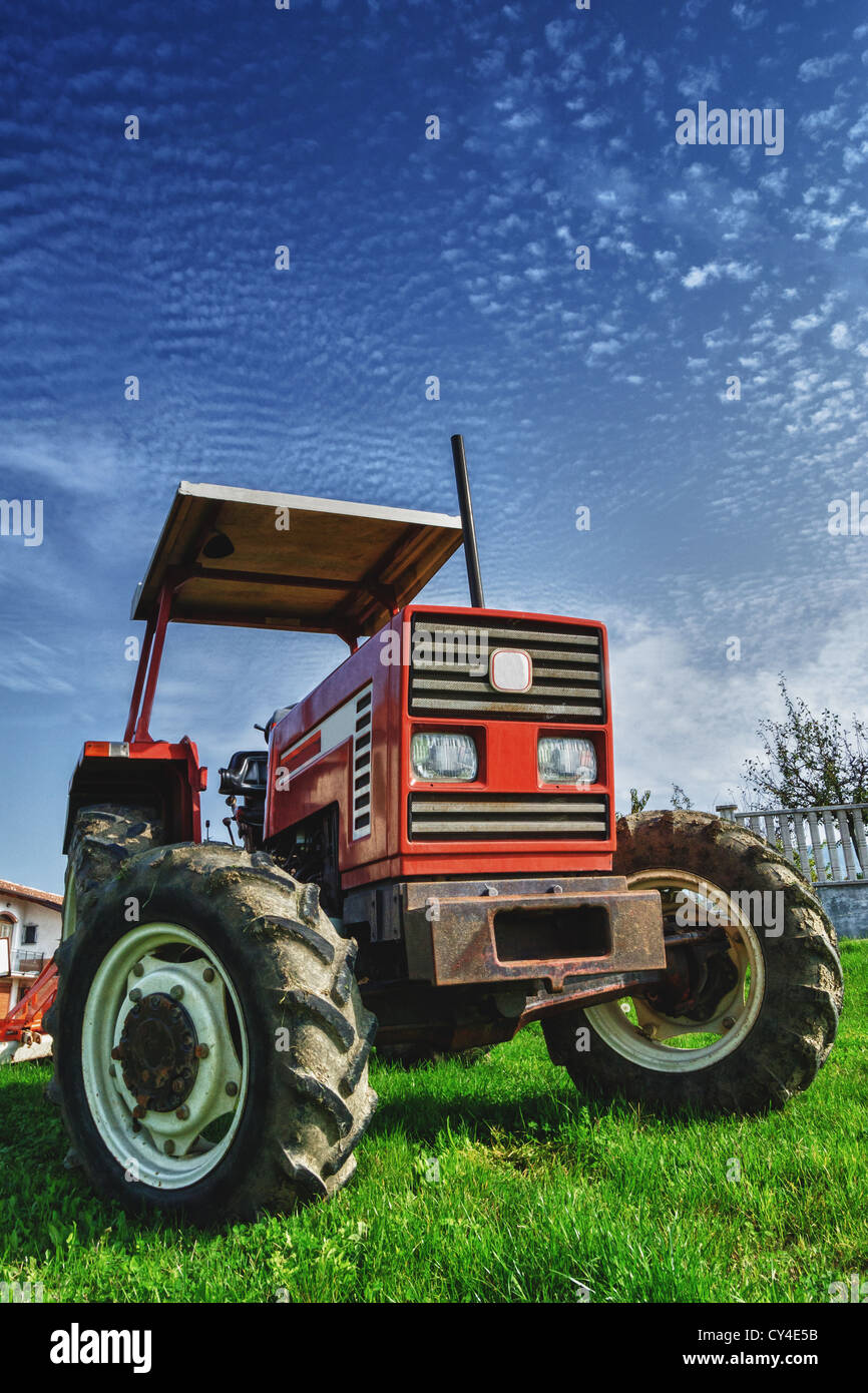 closeup of a tractor in the field Stock Photo - Alamy