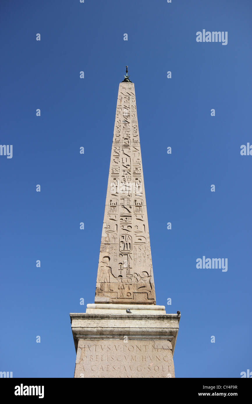 The Flaminio Obelisk in Piazza del Popolo Roma, on clear blue sky rome ...