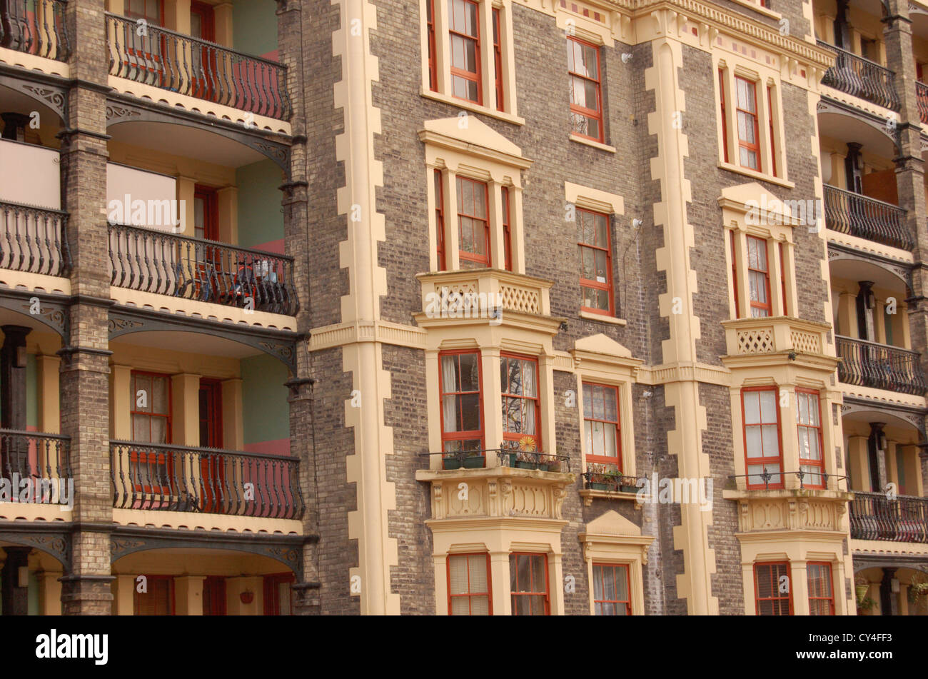 Facade of a brick apartment building in London, England Stock Photo - Alamy