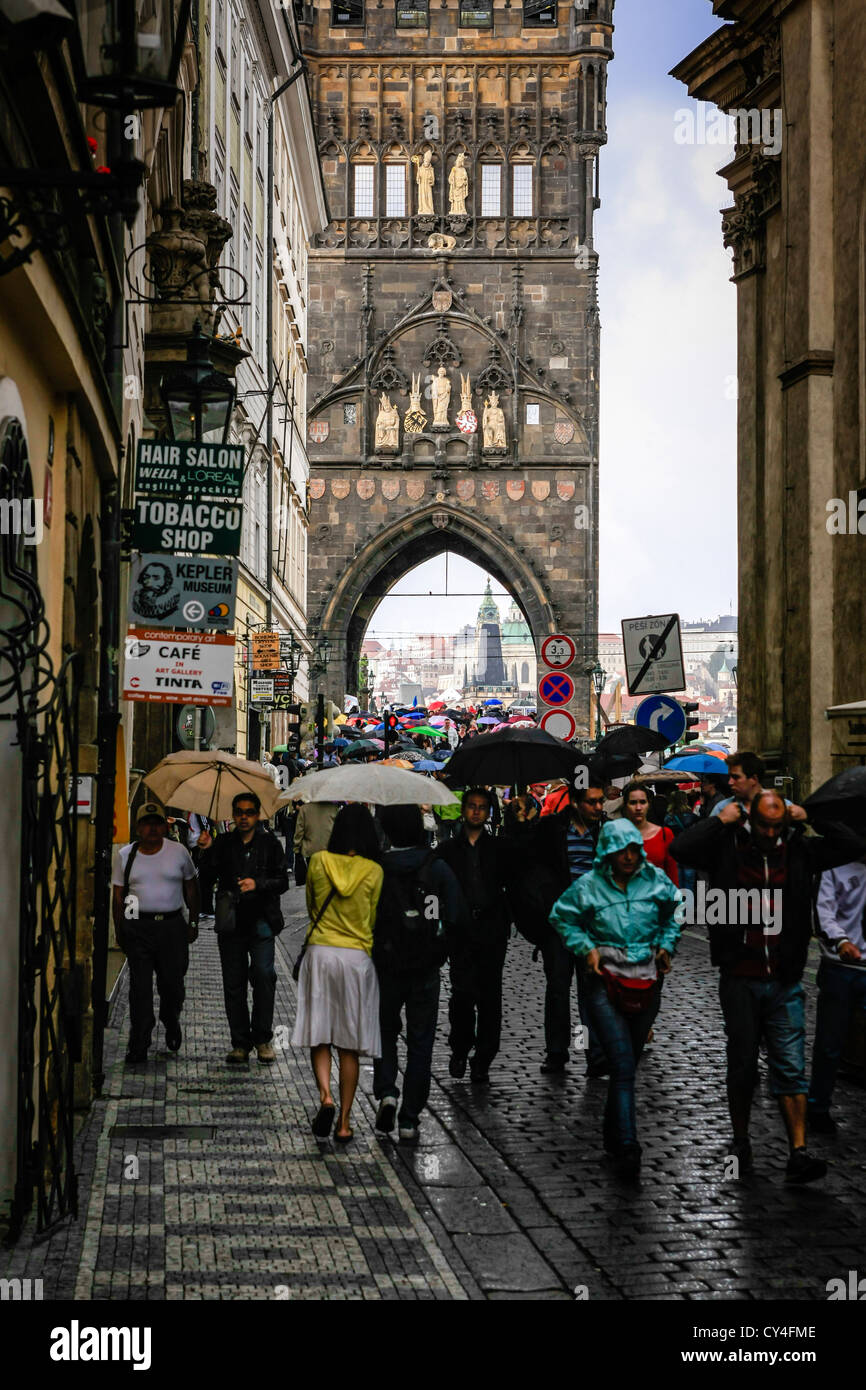 Staromestska Mostecka Vez Tower seen from Karlova St Prague Stock Photo ...