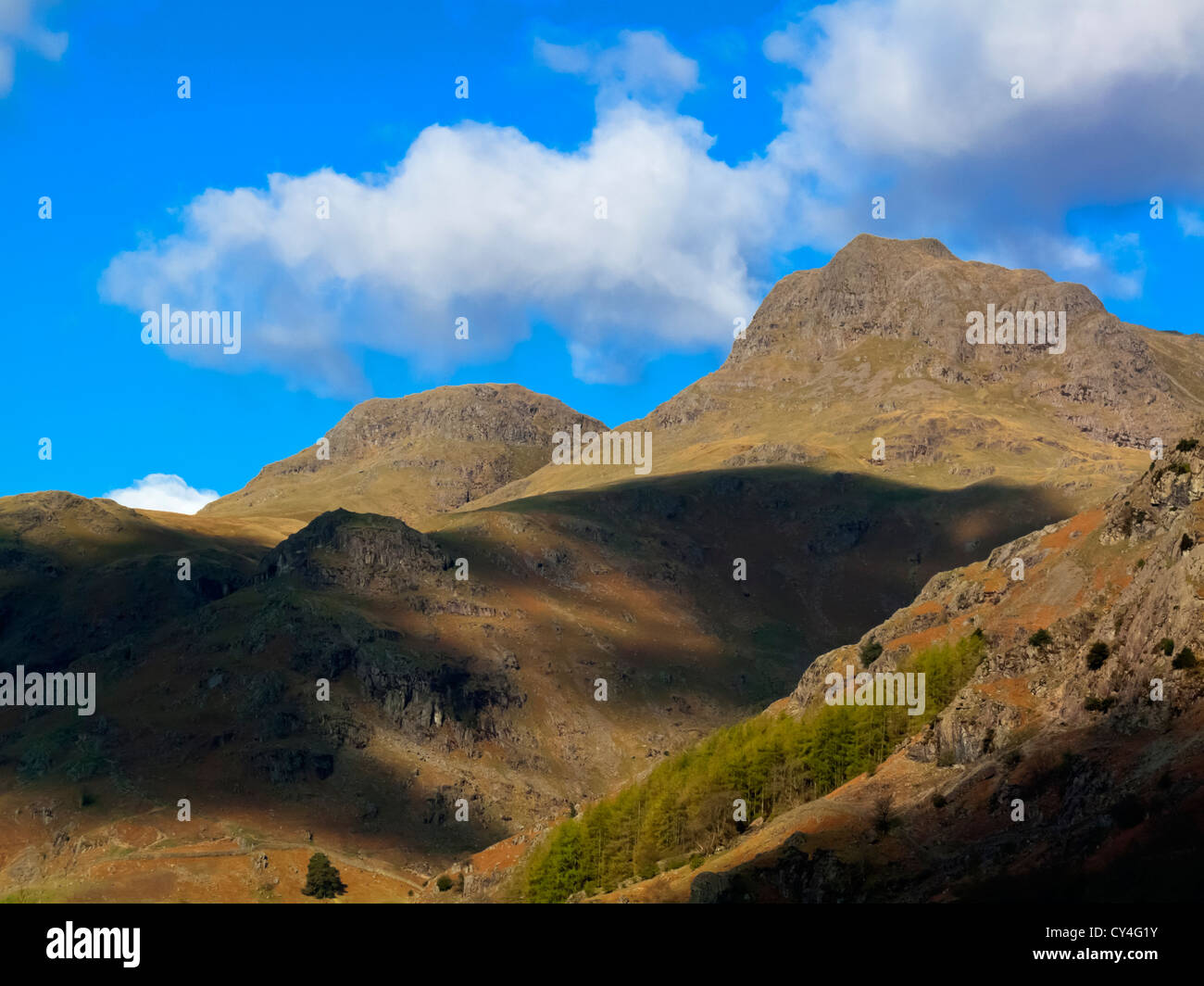 Mountain scenery in Great Langdale in the Lake District National Park ...
