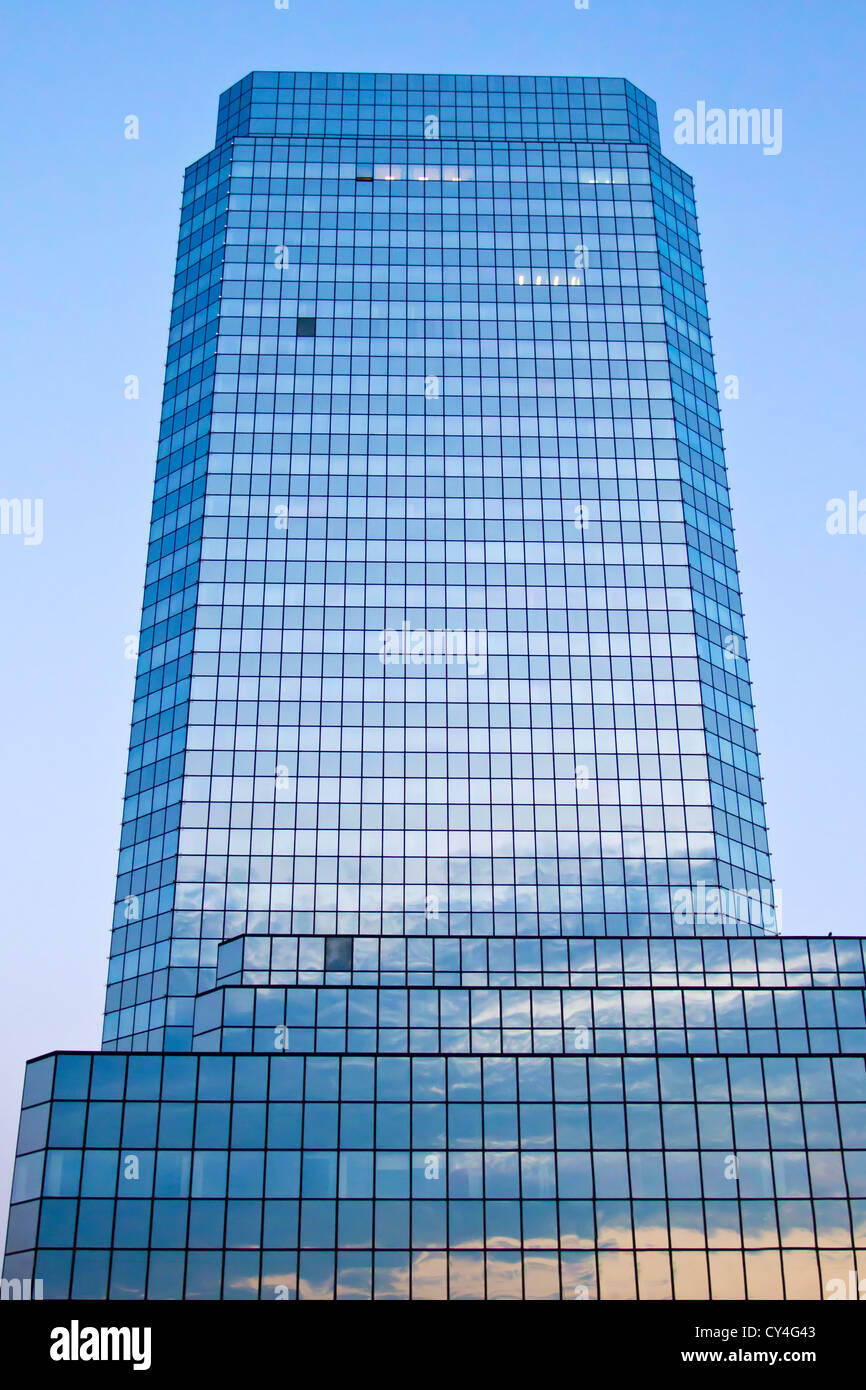 Blue glass building with sky and clouds reflection Stock Photo - Alamy