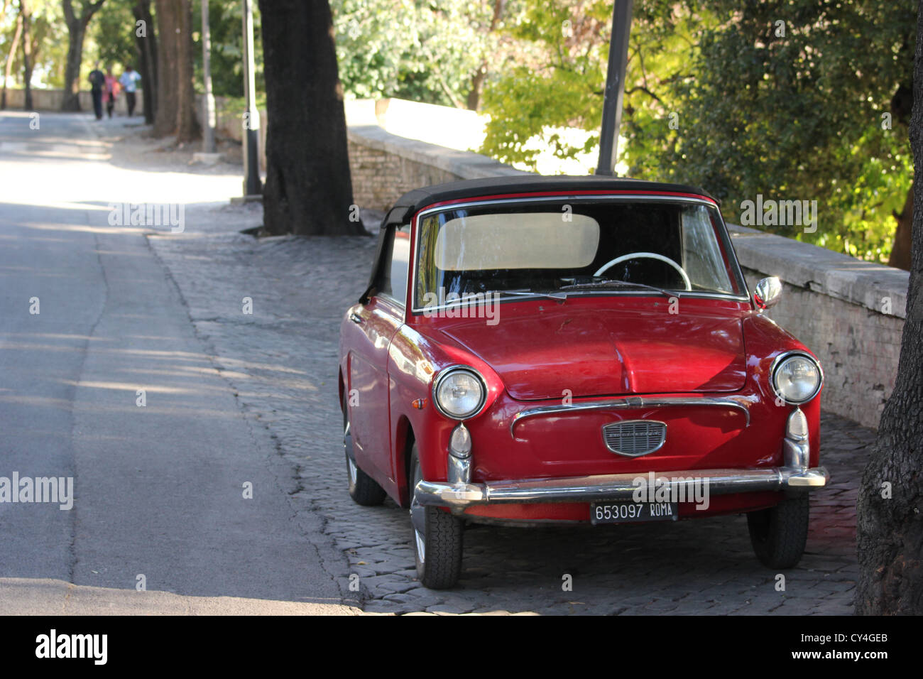 a beautiful picture of a fun romantic cabrio topolino red CAR, fiat 600 ...