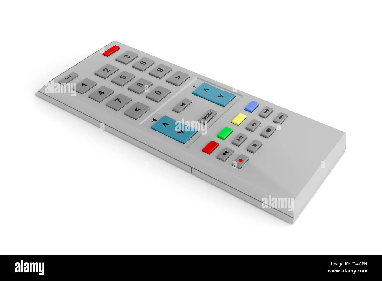 Gray remote control on white background Stock Photo - Alamy