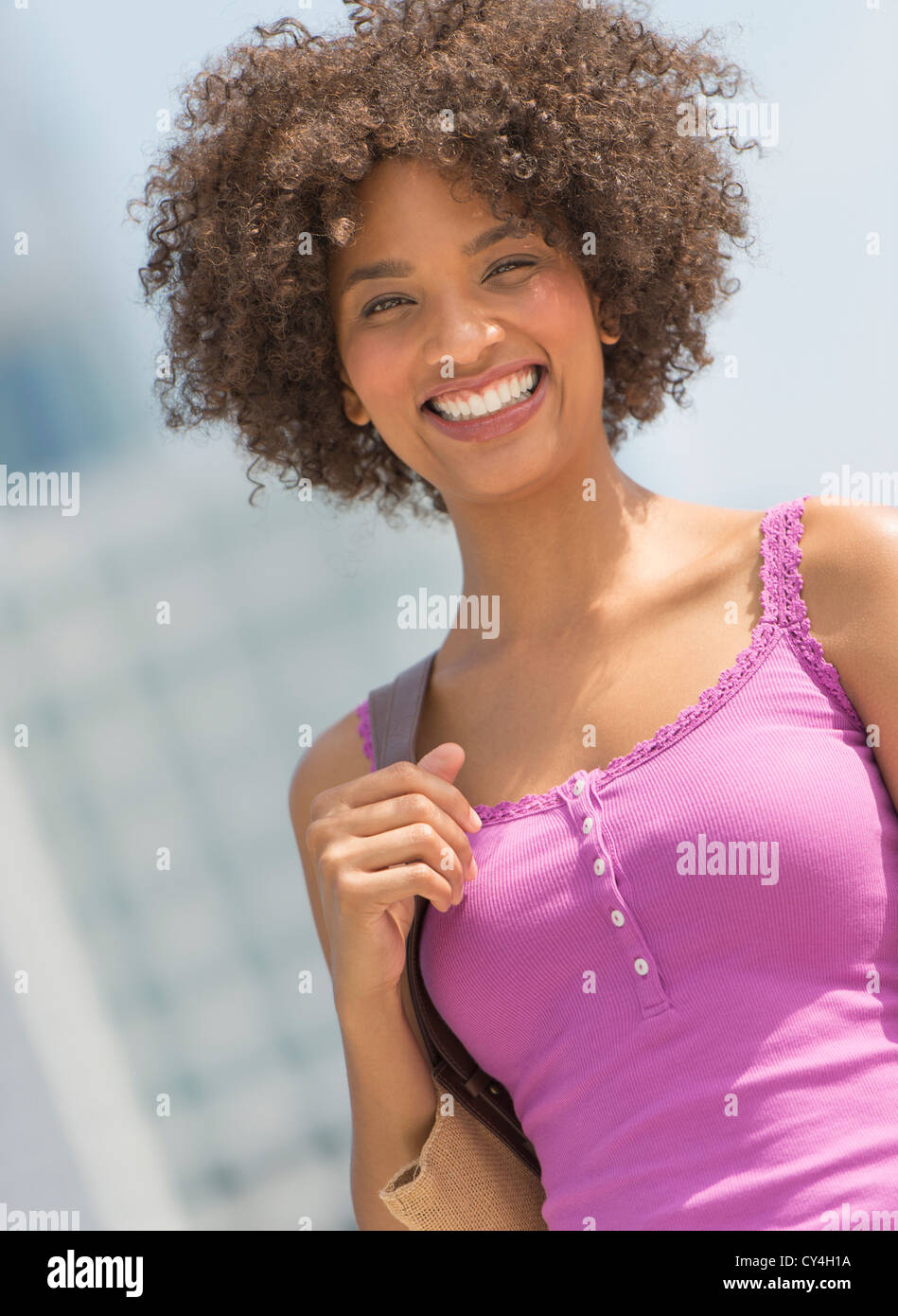 USA, New Jersey, Jersey City, Portrait of woman smiling Stock Photo - Alamy