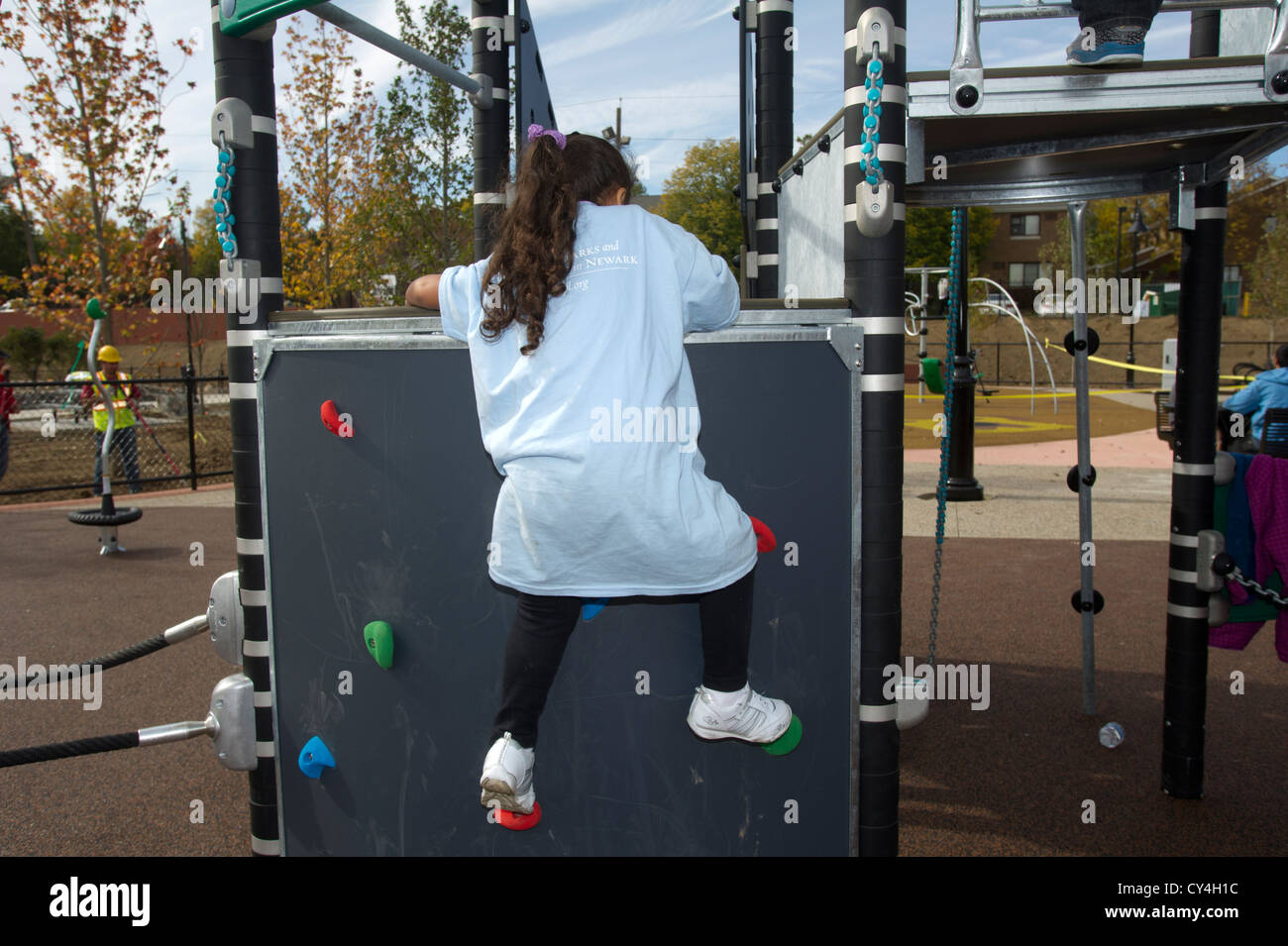 Kids playing at a playground in a park in Newark New Jersey Stock Photo ...