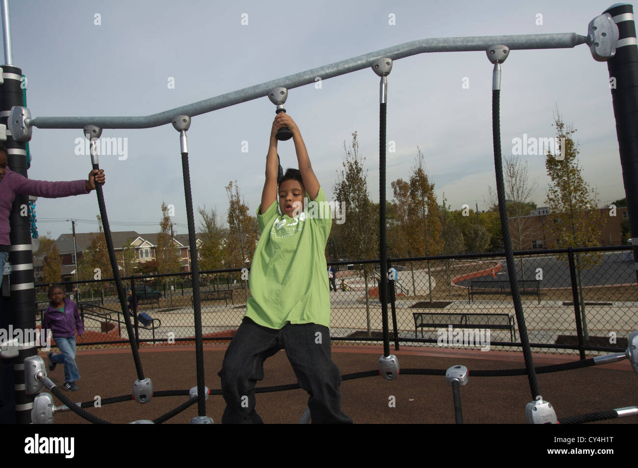 Kids playing in a playground in a park in Newark New Jersey Stock Photo ...