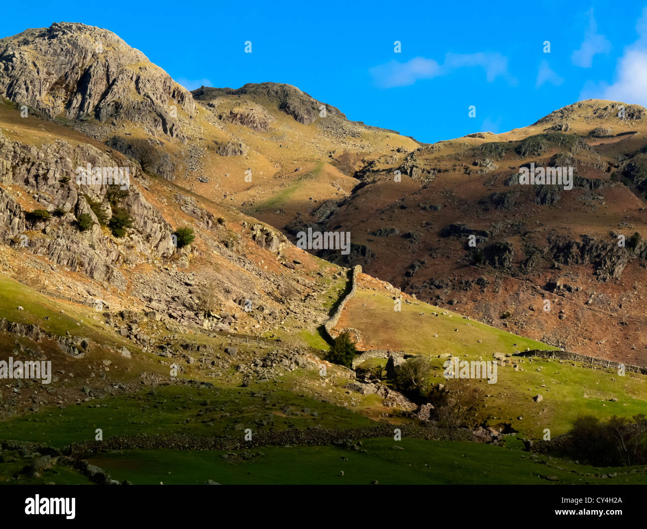 Mountain scenery in Great Langdale in the Lake District National Park ...