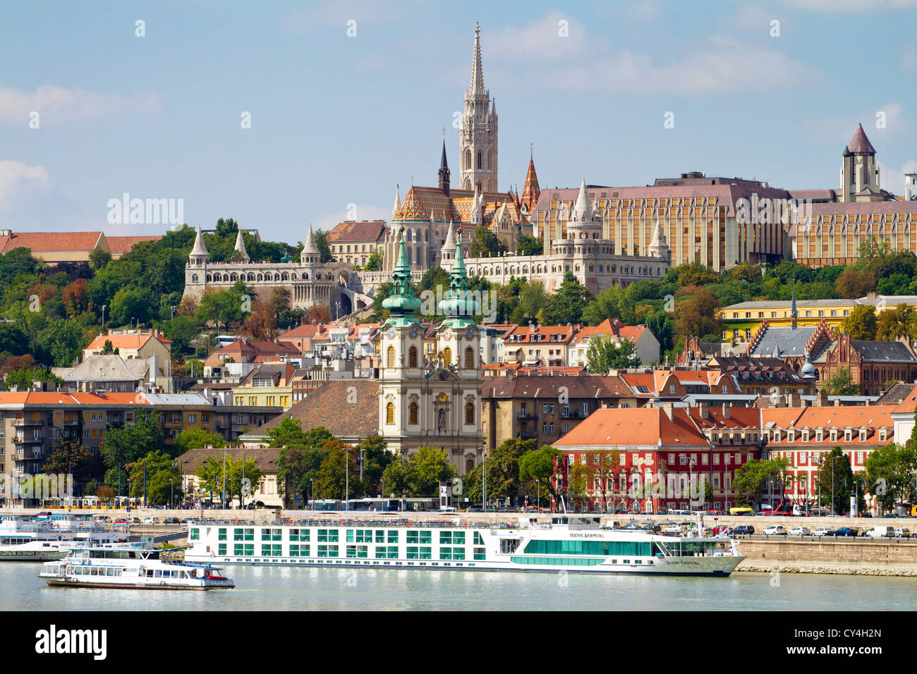 View of Buda side of Budapest with the Buda Castle, St. Matthias and ...
