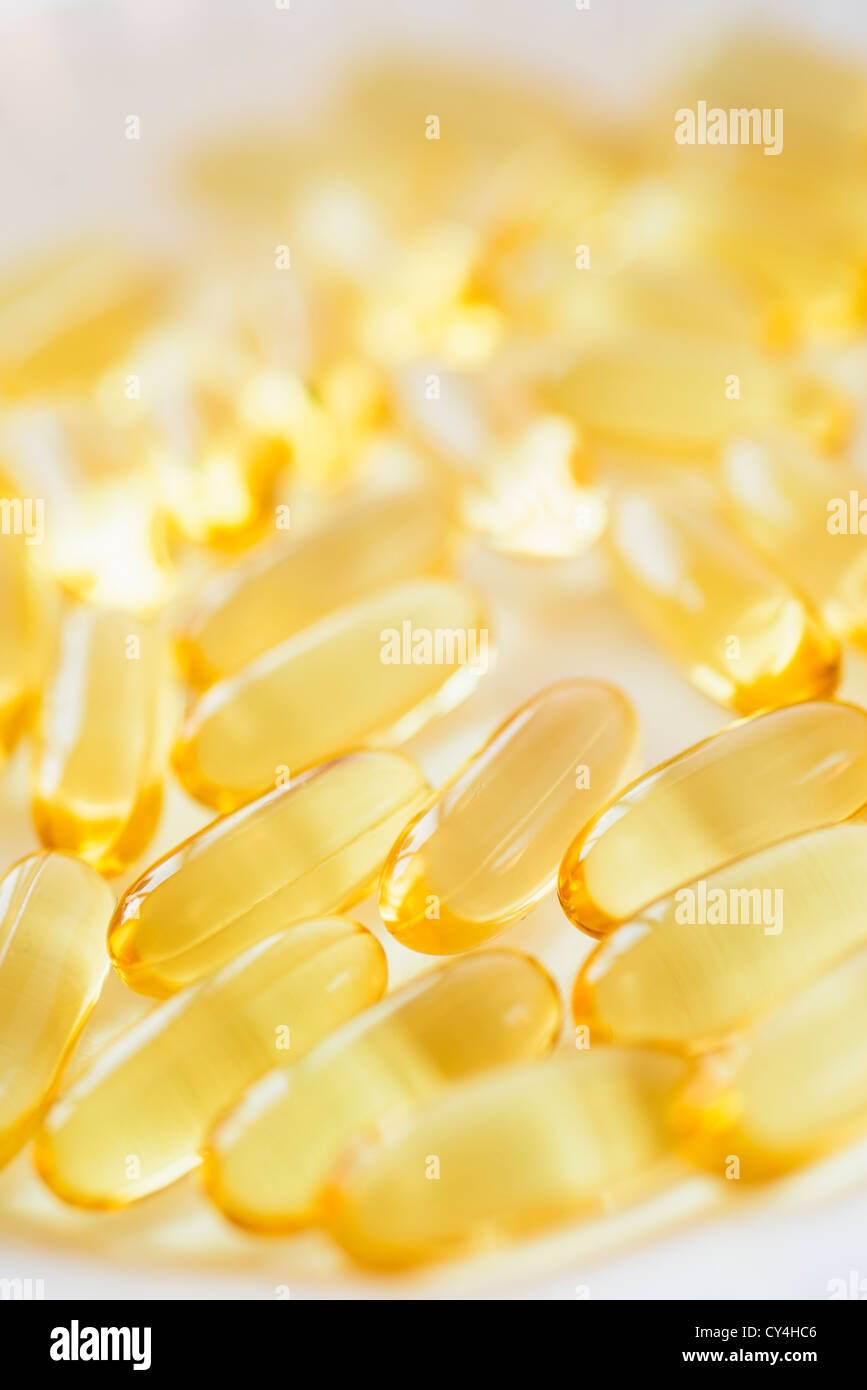Omega fatty acid pills on white background, studio shot Stock Photo - Alamy