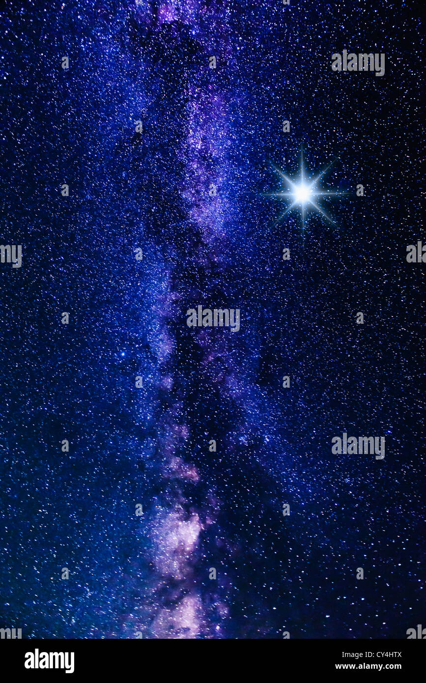 Milky way and big bright star Stock Photo - Alamy