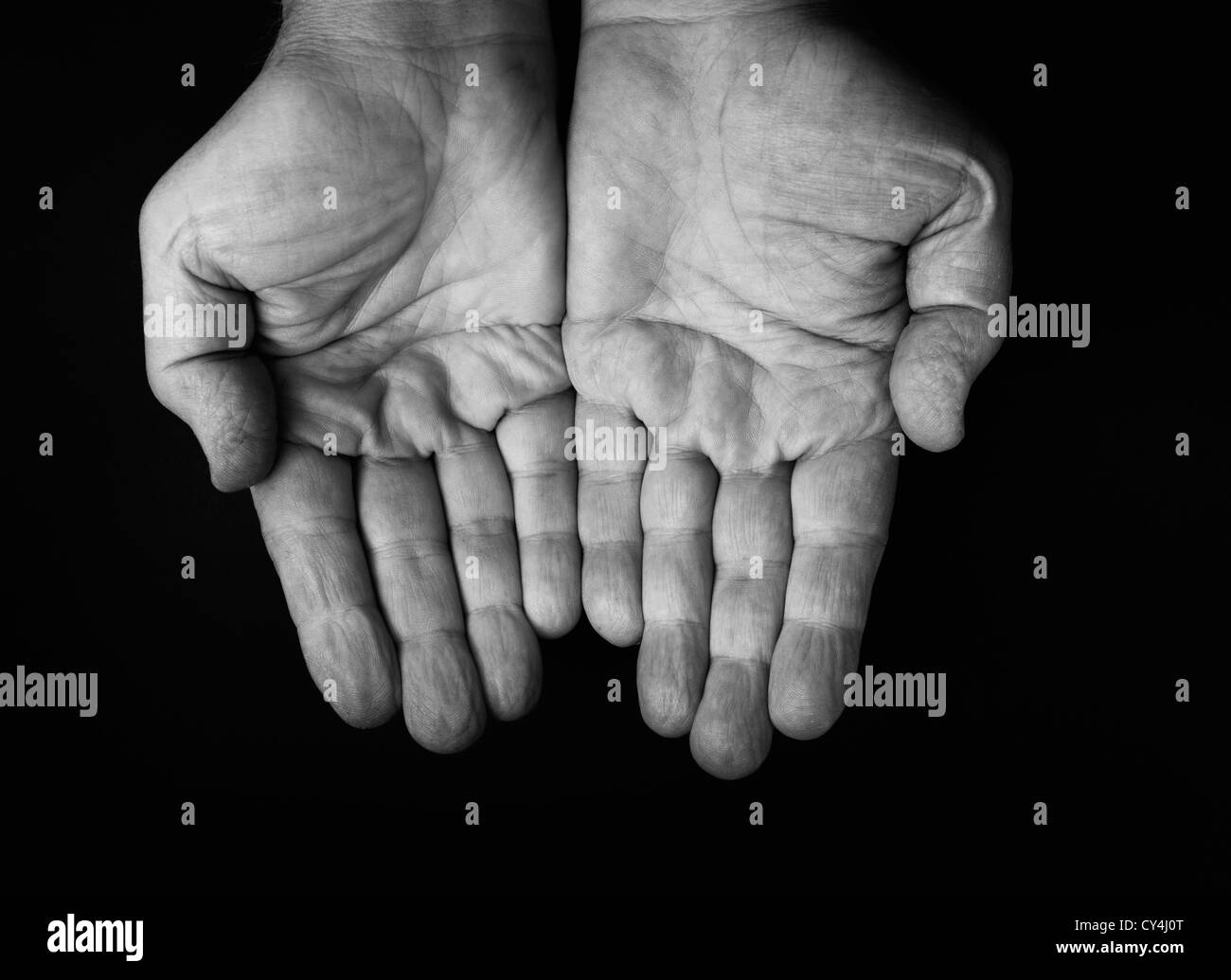 Studio shot of open hands Stock Photo - Alamy