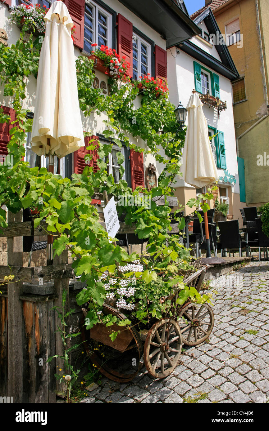 Traditional Bavarian pub in the small town of Nurtingen in Southern ...