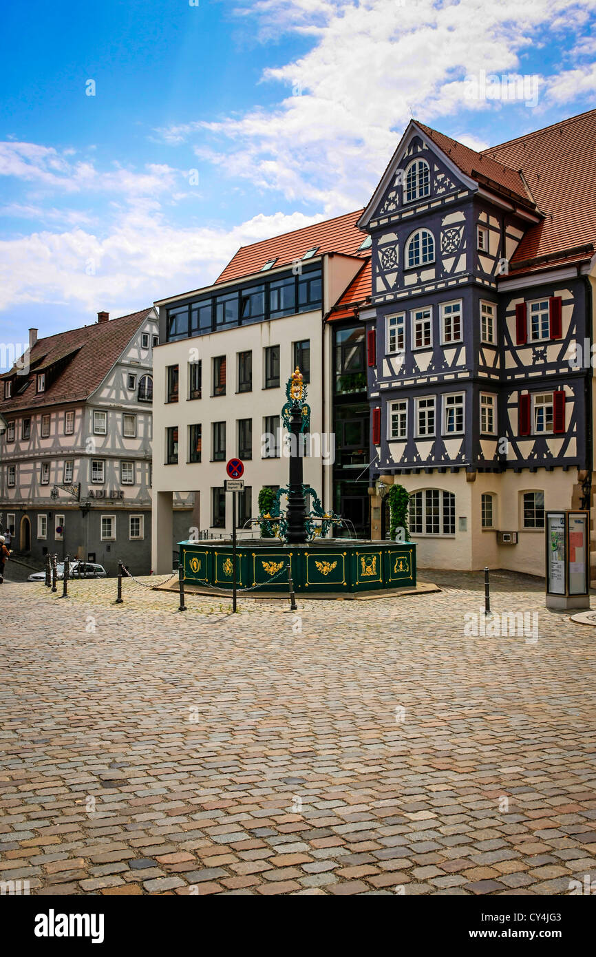 The town Square and fountain in picturesque Nurtingen Germany Stock ...