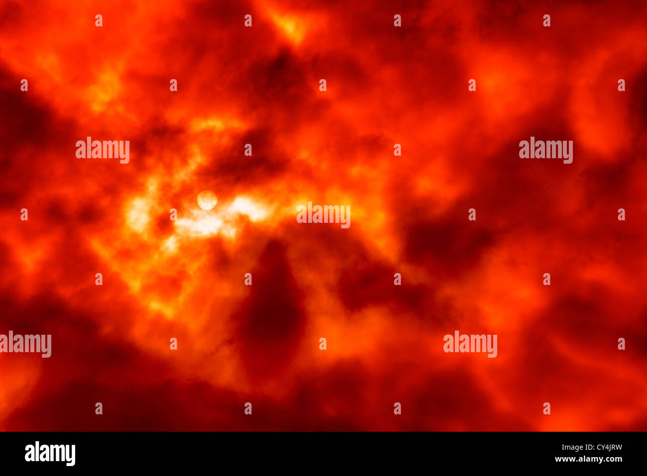 Red sky with clouds at sunset Stock Photo - Alamy