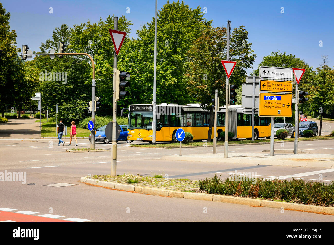 Major road intersection in Nurlingen Germany Stock Photo - Alamy