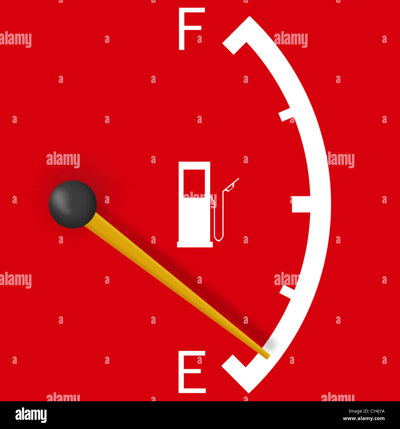 Low fuel sign isolated on a bright red background Stock Photo - Alamy