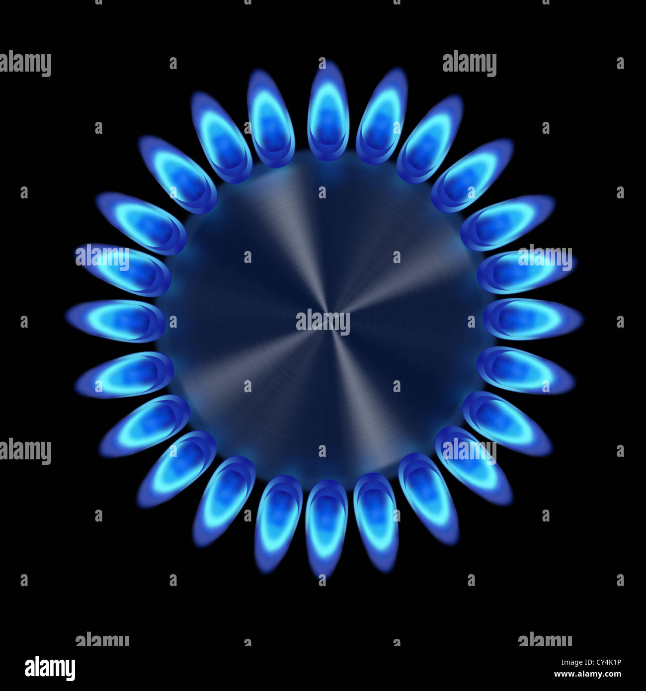Blue gas ring in the dark from the top illustration Stock Photo - Alamy