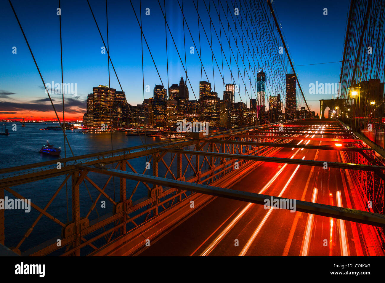 USA, New York, New York City, Brooklyn bridge at night Stock Photo - Alamy