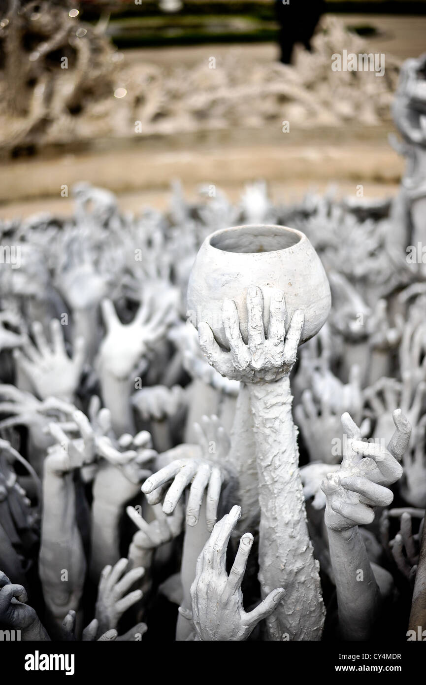 Hands Statue from Hell in Wat Rong Khun at Chiang Rai, Thailand Stock ...