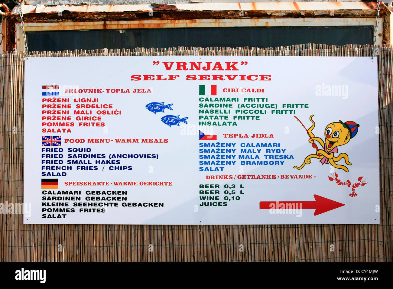 Self Service menu at a seafood restaurant in Croatia Stock Photo - Alamy
