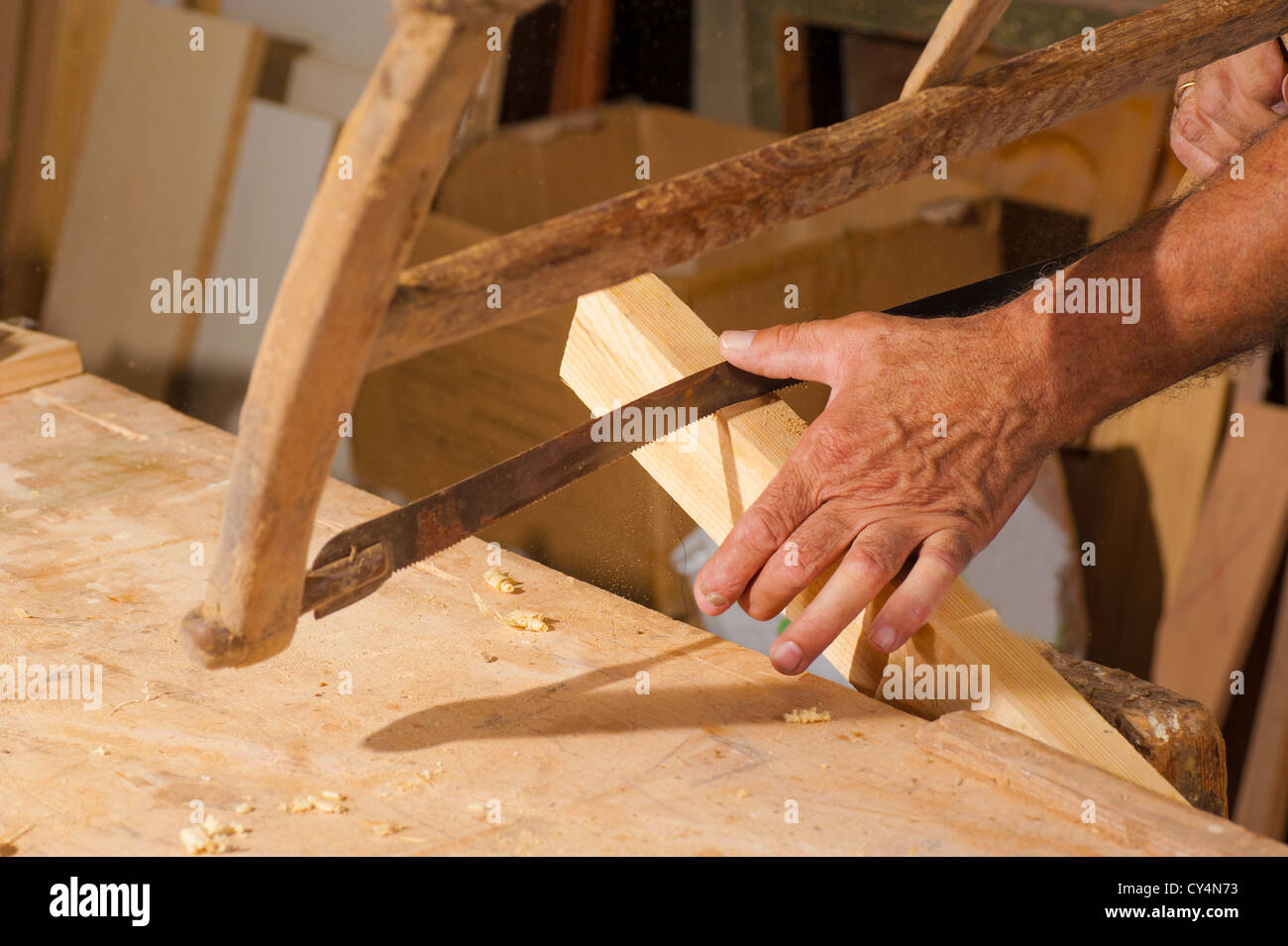 Carpenter hands using traditional tools Stock Photo - Alamy