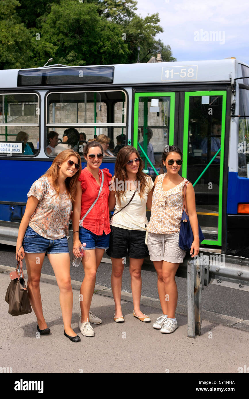 Young Girls on vacation in Budapest pose for a photo Stock Photo - Alamy