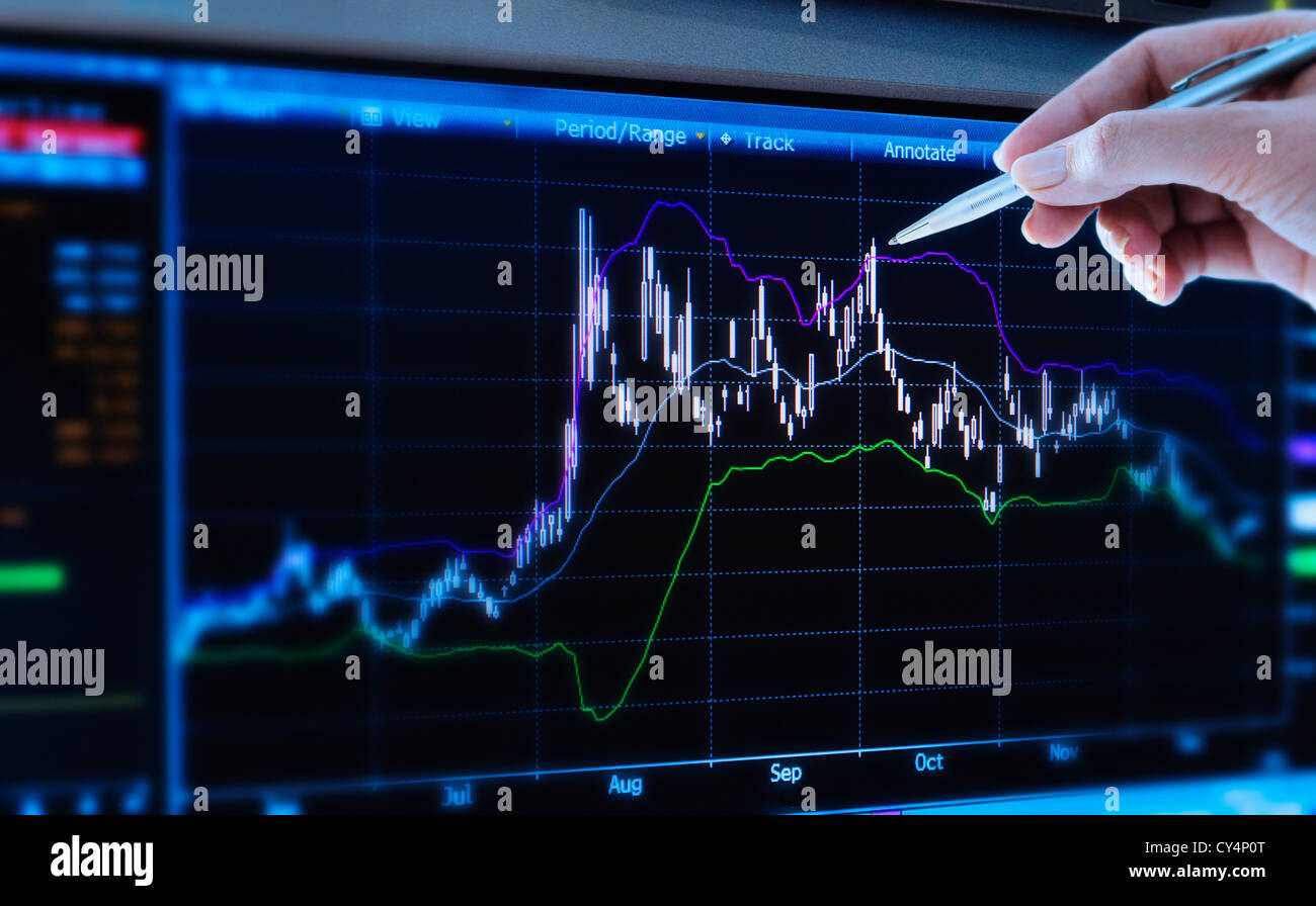 Studio shot of woman pointing at chart Stock Photo - Alamy
